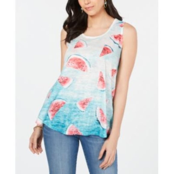 Style & Co. | Tops | Nwt Style Co Watermelon Print Swing Tank Top L ...
